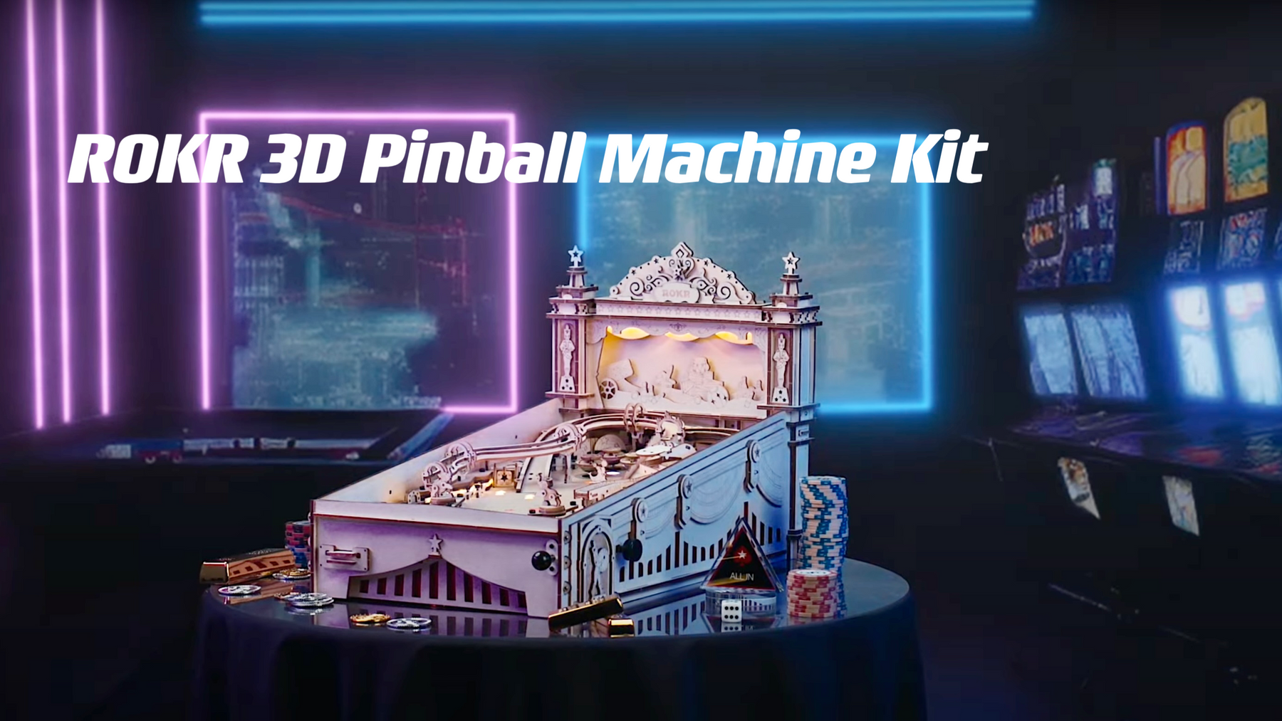 Rediscover Tabletop Games With The ROKR Pinball Machine DIY Craft Kit