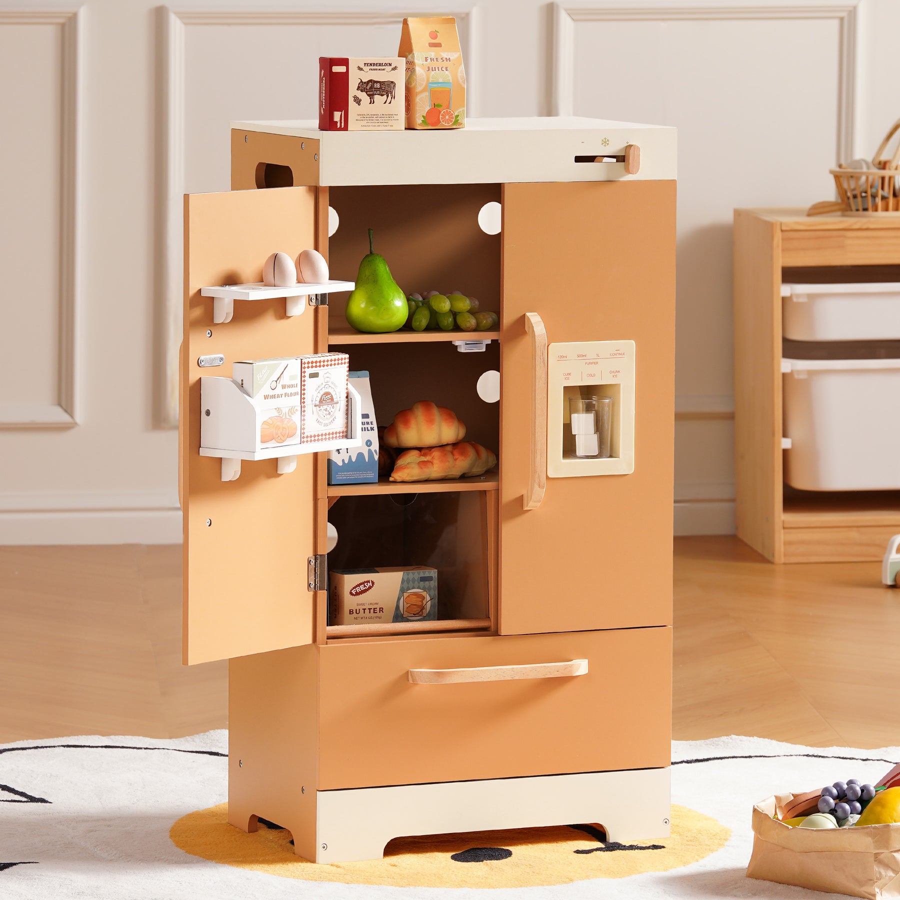 ROBUD Wooden Caramel Refrigerator | Robotime