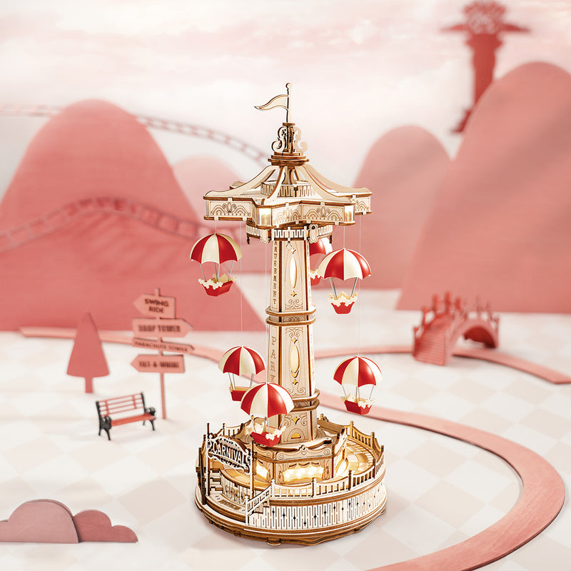 ROKR Parachute Tower DIY Music Box 3D Wooden Puzzle | Robotime
