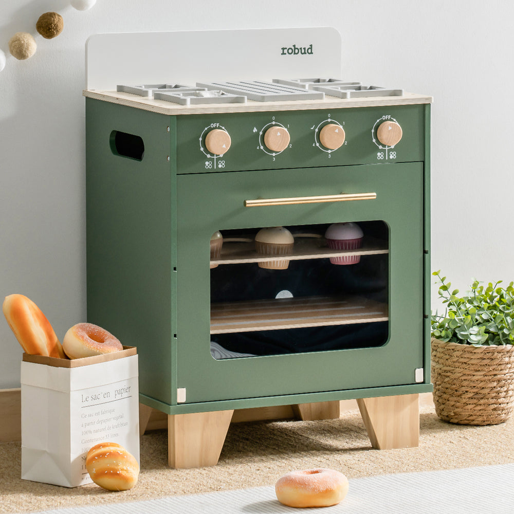 ROBUD Vintage Wooden Toy Kitchen Oven | Robotime