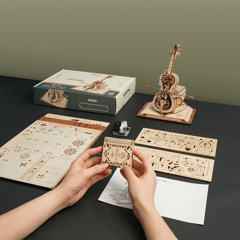 ROKR Magic Cello Music Box 3D Wooden Puzzle | Robotime Online
