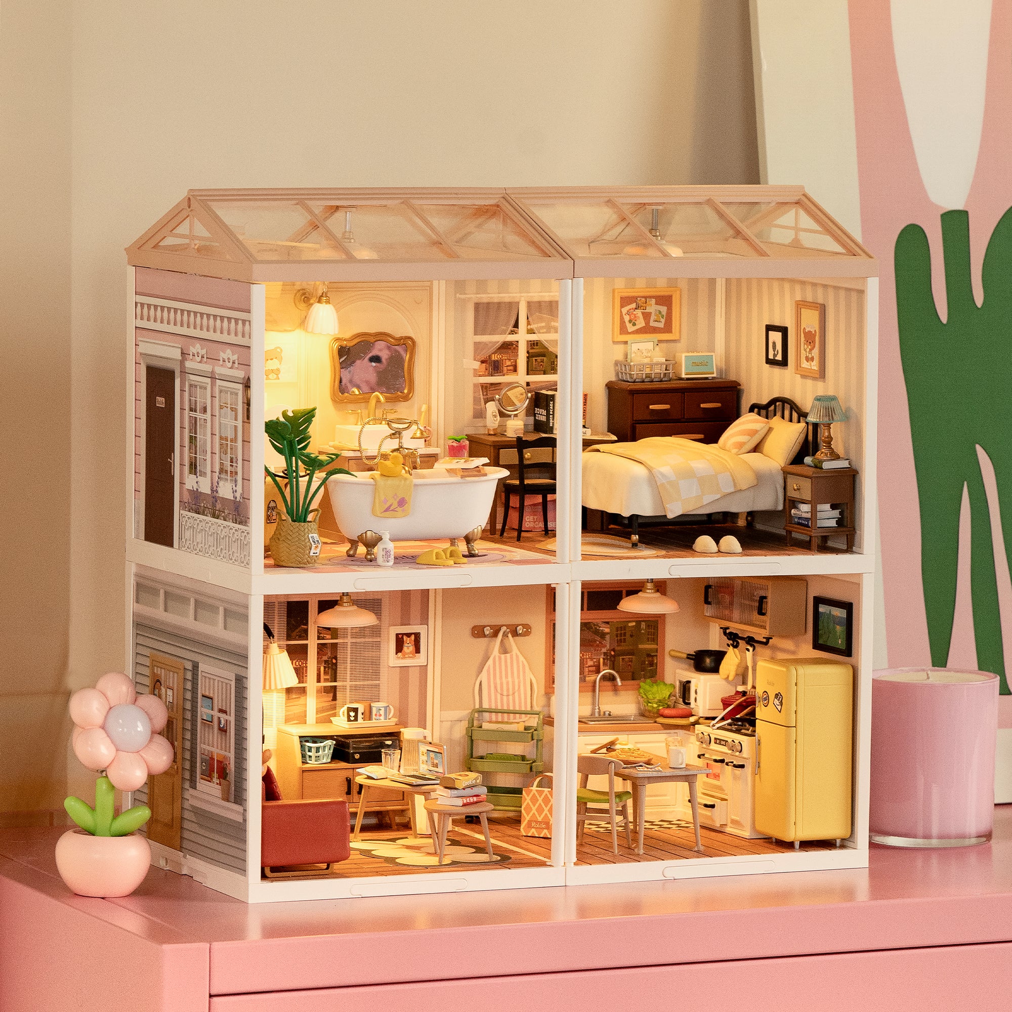 Rolife Super Creator 4 in 1 Four Grid Plastic DIY Miniature House