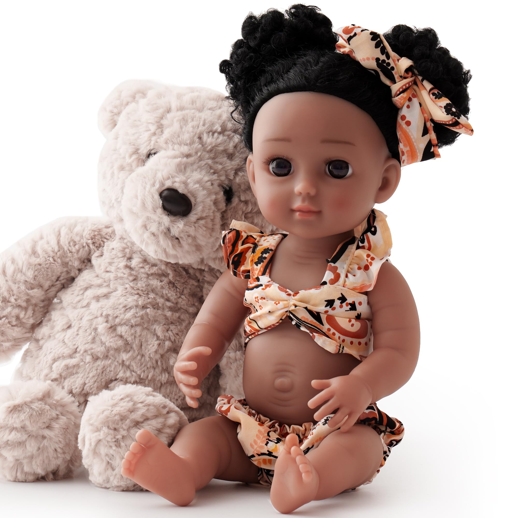 ROBUD Reborn Baby Doll Black - 15-Inch Lifelike Doll with Soft Curly ...