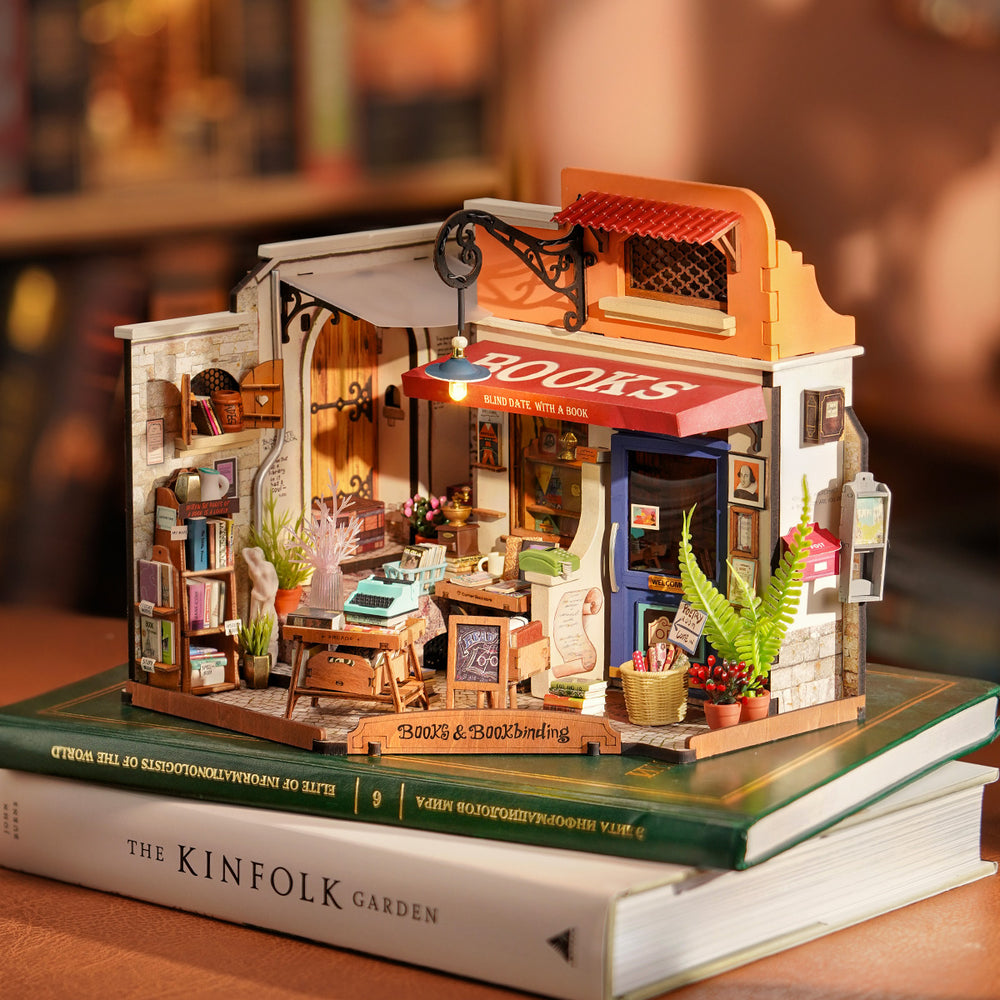 Rolife Corner Bookstore DIY Miniature House Kit DG164 | Robotime