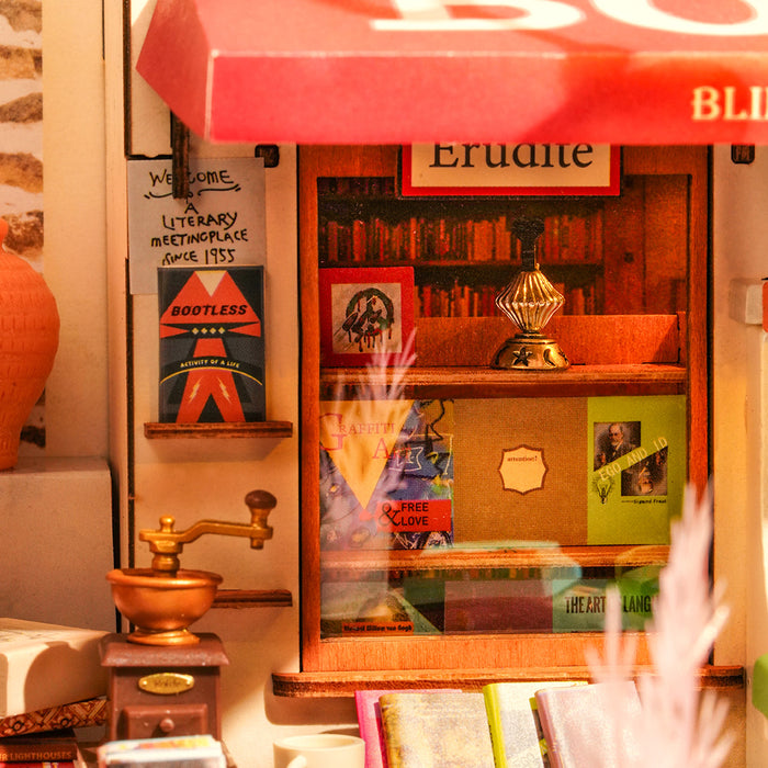 Rolife Corner Bookstore DIY Miniature House Kit DG164 | Robotime
