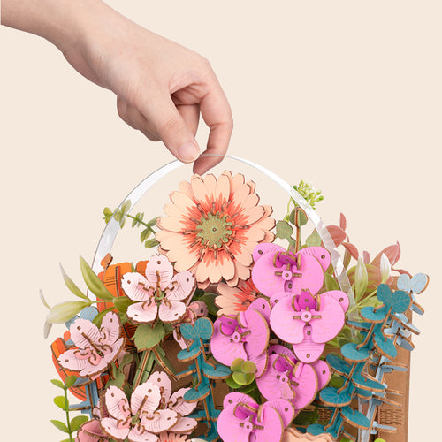 Rowood Wooden Blooming Book DIY Flower Bouquet 3D Puzzle TW04H ...