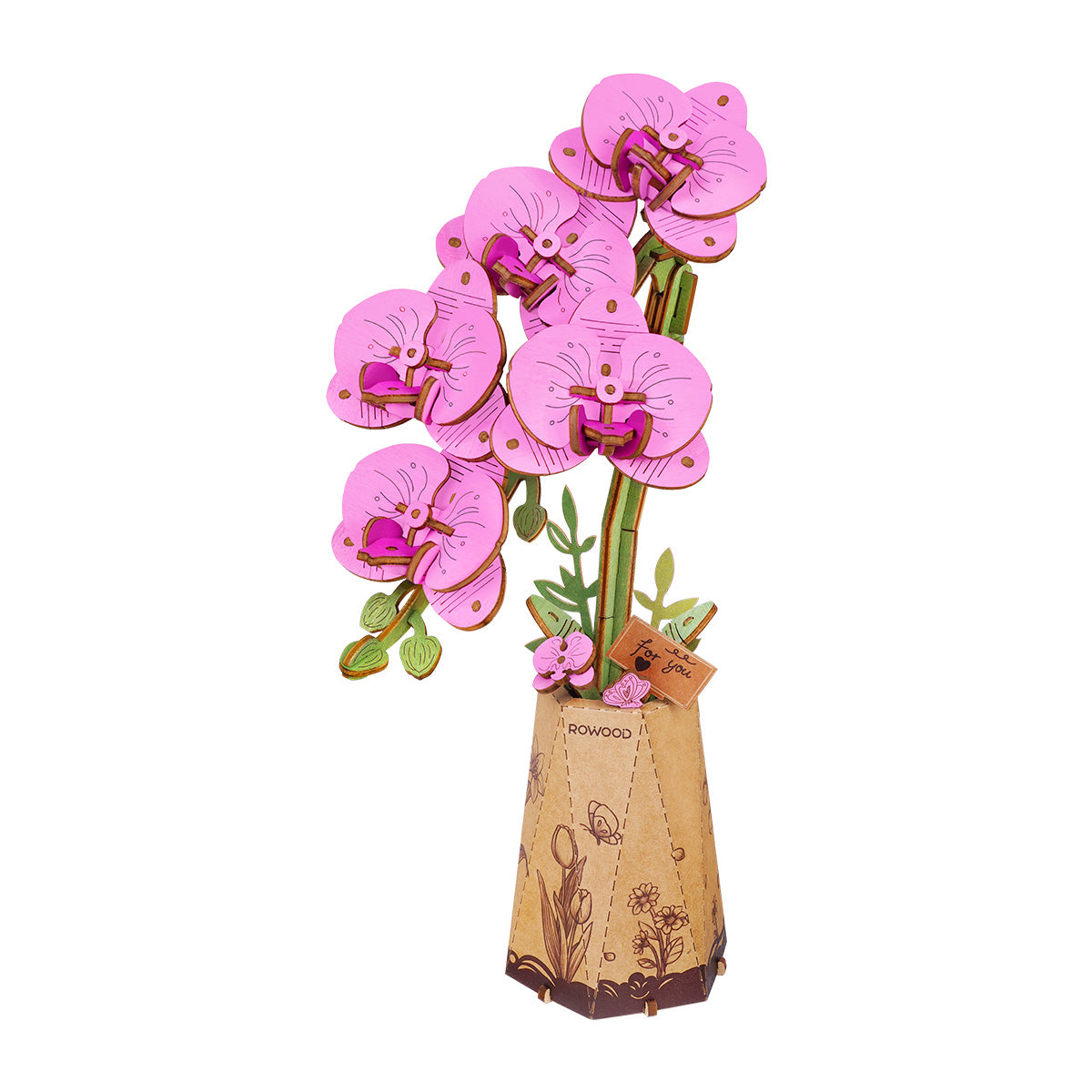 Rowood DIY Wooden Flower Purple Moth Orchid TW091