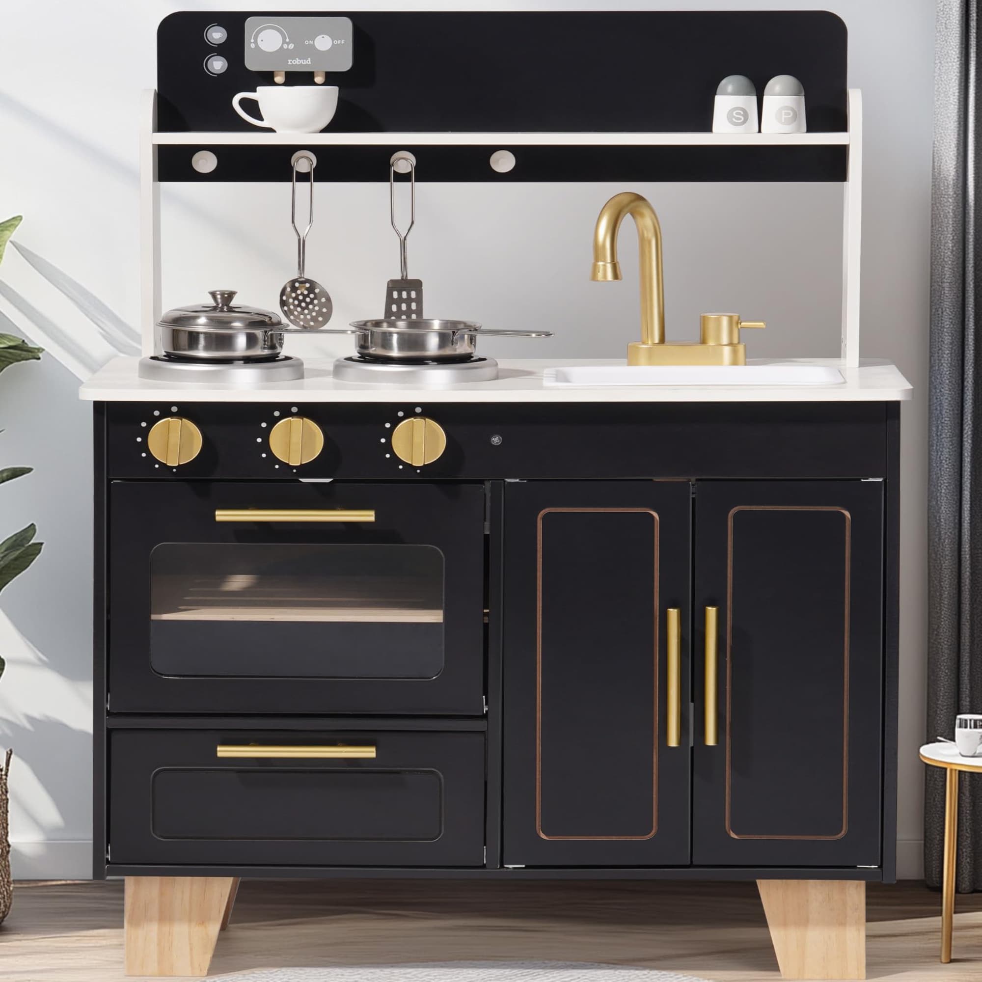 ROBUD Wooden Kitchen Playset - Obsidian | Robotime